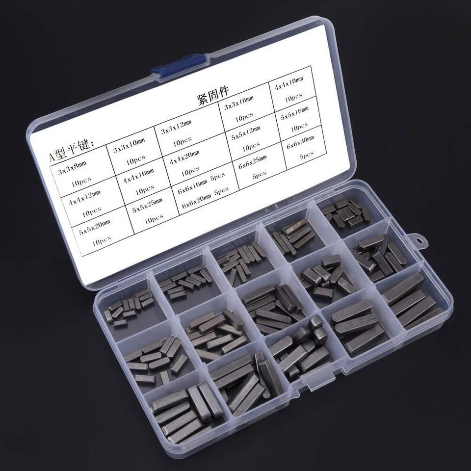 140Pcs Sizes Metric Woodruff Key Assortment Set Parallel Square Stock ...