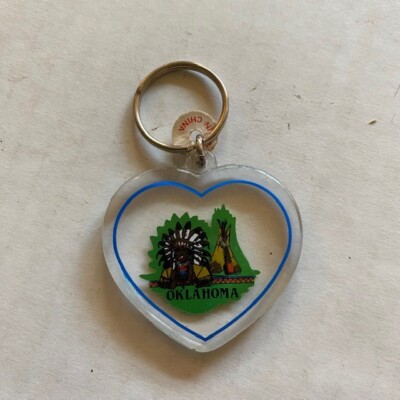 Oklahoma Plastic Heart Shaped Keychain Native American Teepee | eBay
