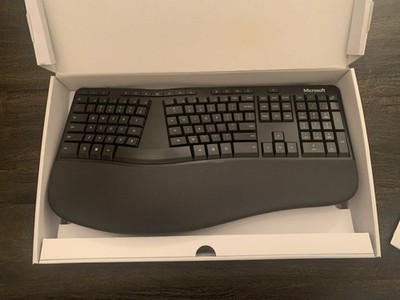 Microsoft 1878 Ergonomic Keyboard Wired USB Black In Box Hardly Used ...