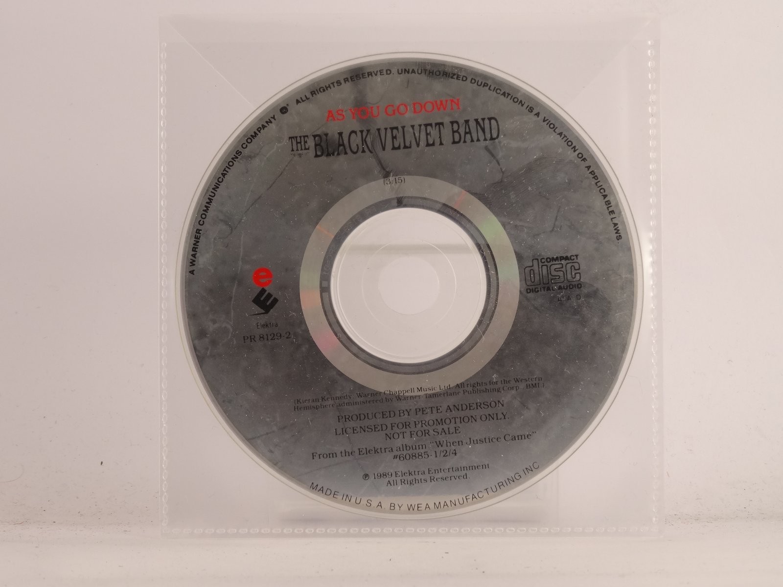 THE BLACK VELVET BAND AS YOU GO DOWN (F35) 1 Track Promo CD Single ...