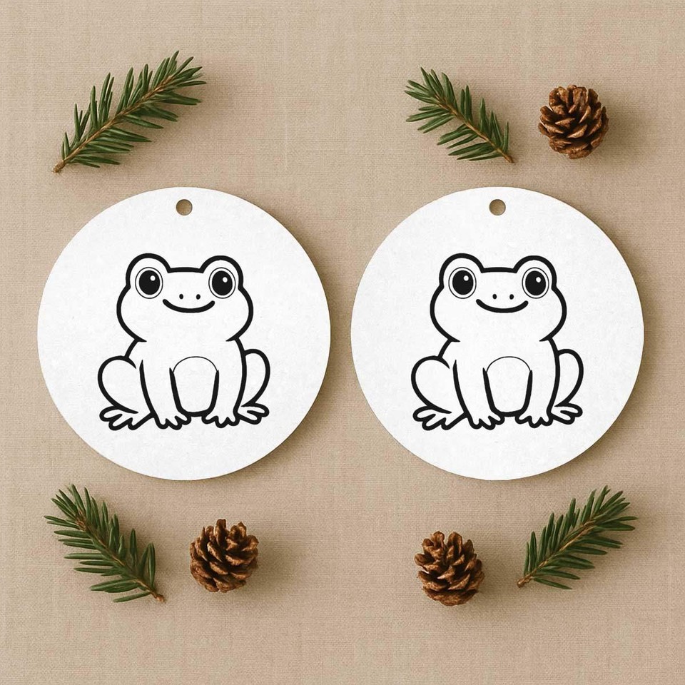 2 x 70mm 'Cute Sitting Frog' Flat Christmas Baubles (CB00132529) | eBay UK