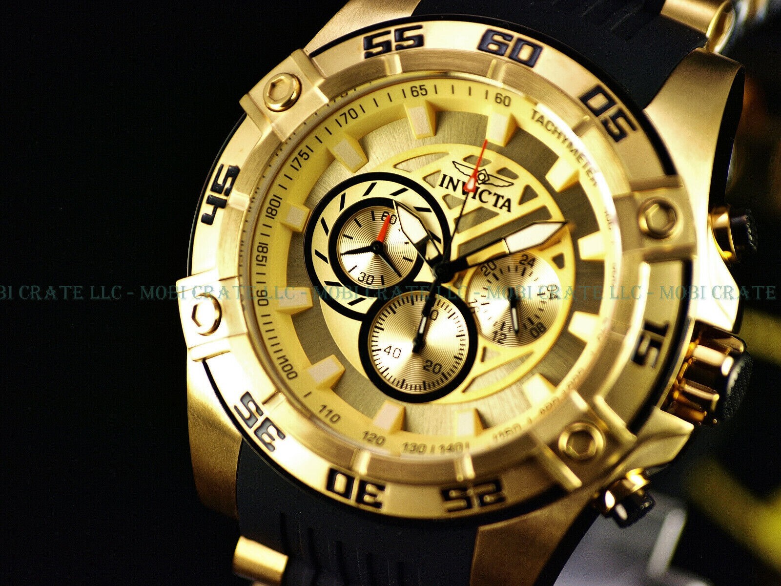 New Invicta Men 52mm HYBIRD Speedway Viper Chrono Gold Tone Silicone ...