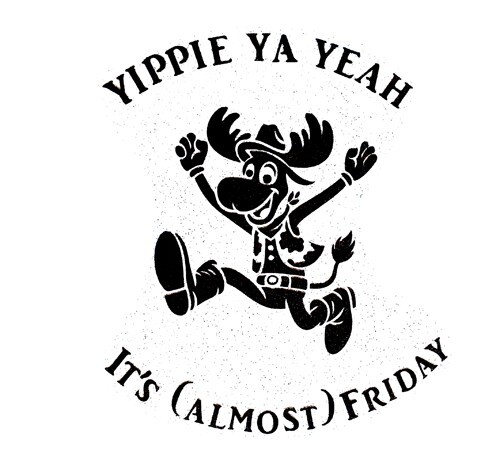 Moose Yippie ya yeah IRON ON transfer patch glitter foil black 8 inch ...