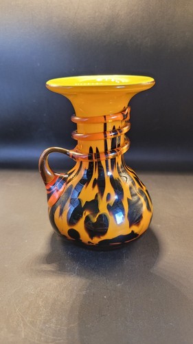 Vintage Art Glass Hand Leopard Cheetah, Vase Pitcher with Handle | eBay