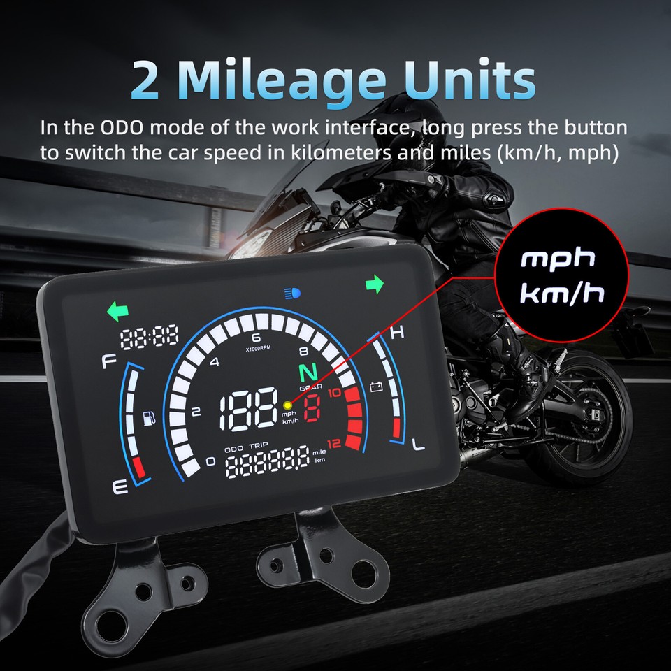Digital Motorcycle Dashboard Meter with Speedometer RPM Accurate ...