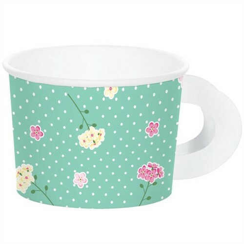 Floral Tea Party Paper Tea Cups with Handle 8 Pack Favor Girls Birthday ...