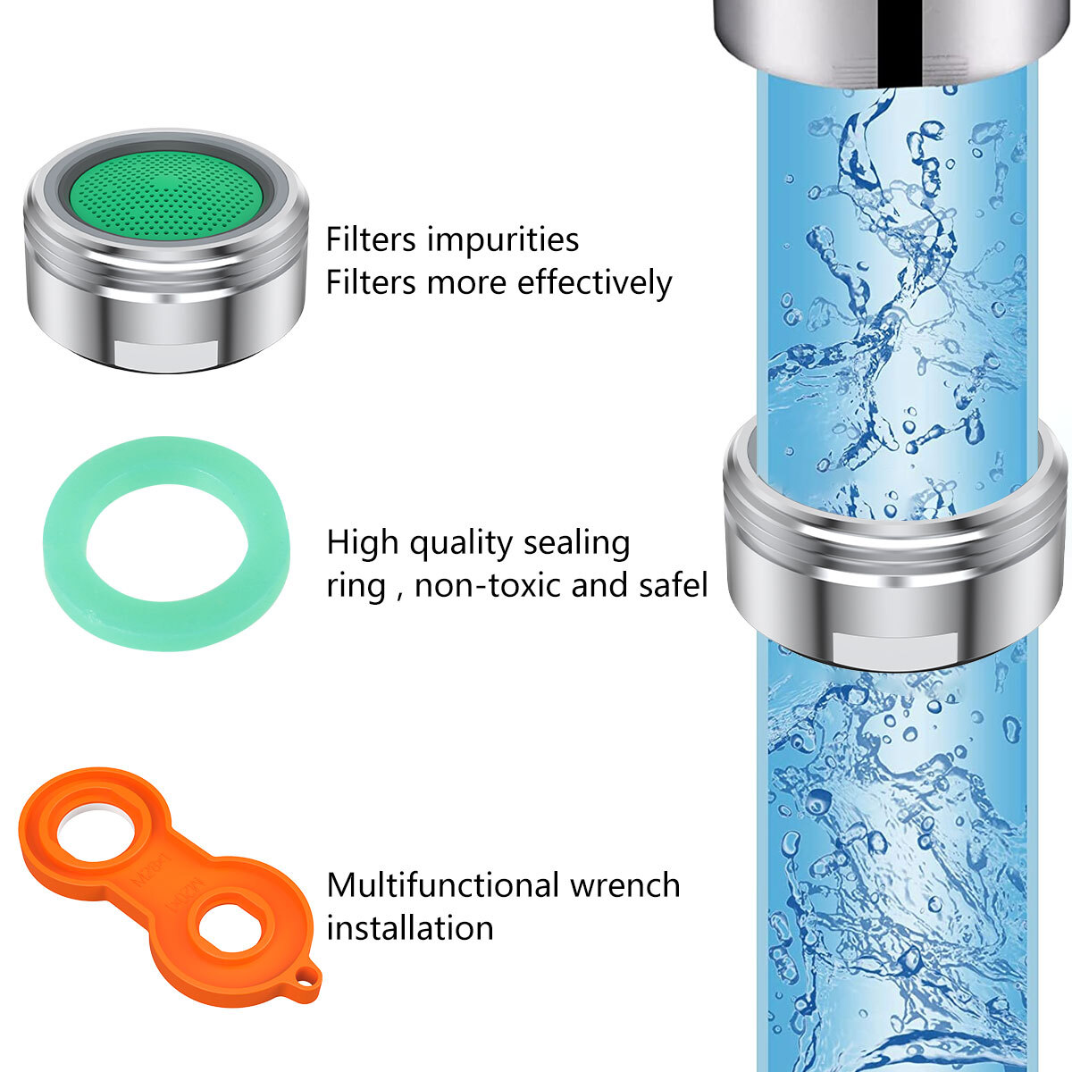 15pcs Faucet Aerator Kitchen Sink Faucet Flow Restrictor with Wrench ...