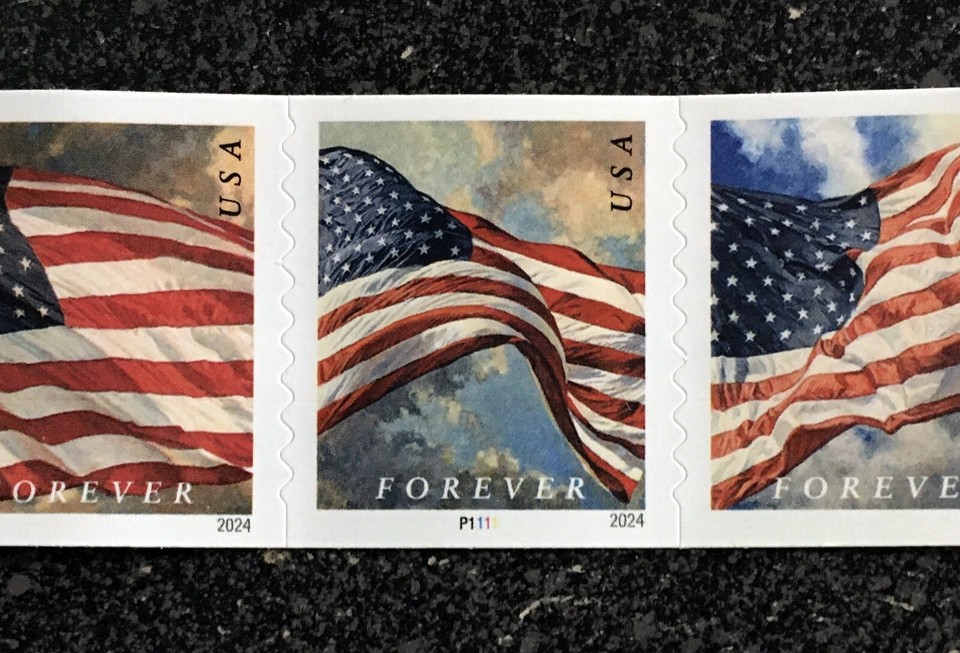 2024USA #5871-5874a Forever US Flag - PNC Plate (#P111) Coil Strip 9 ...