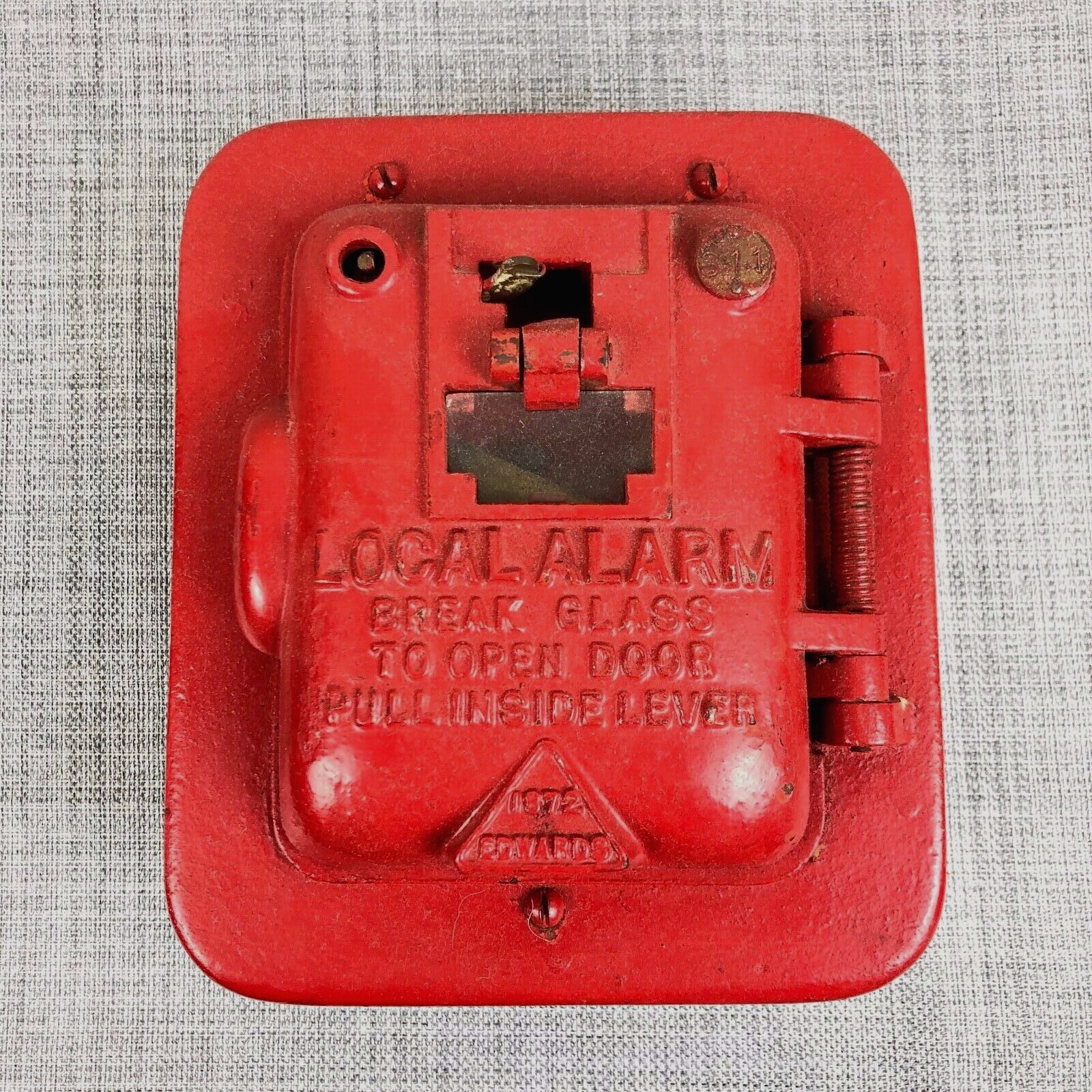 Vintage Edwards 1872 Red Cast Iron Fire | Grelly USA