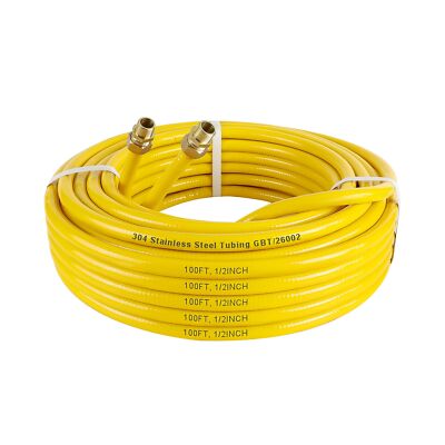 100FT 1/2" CSST Gas Line 1/2in Natural Flexible Gas Line with 2 Male ...