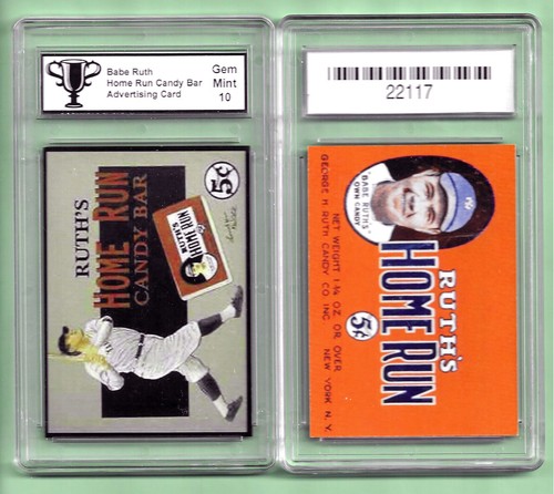 Babe Ruth HR Candy Bar Advertising Card Mint 10 Graded Encased | eBay