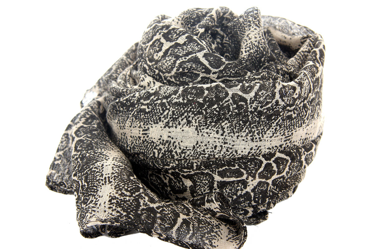 Women's Fashion Python Print Lightweight Polyester Scarf Grey Scarves ...