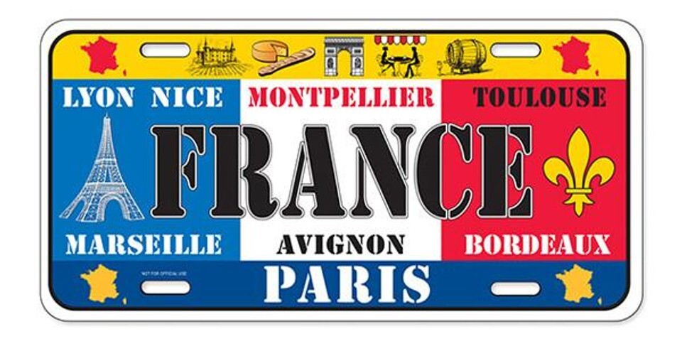 License Plate 'France' 6" x 12" High Quality Emboss Metal Plate ...