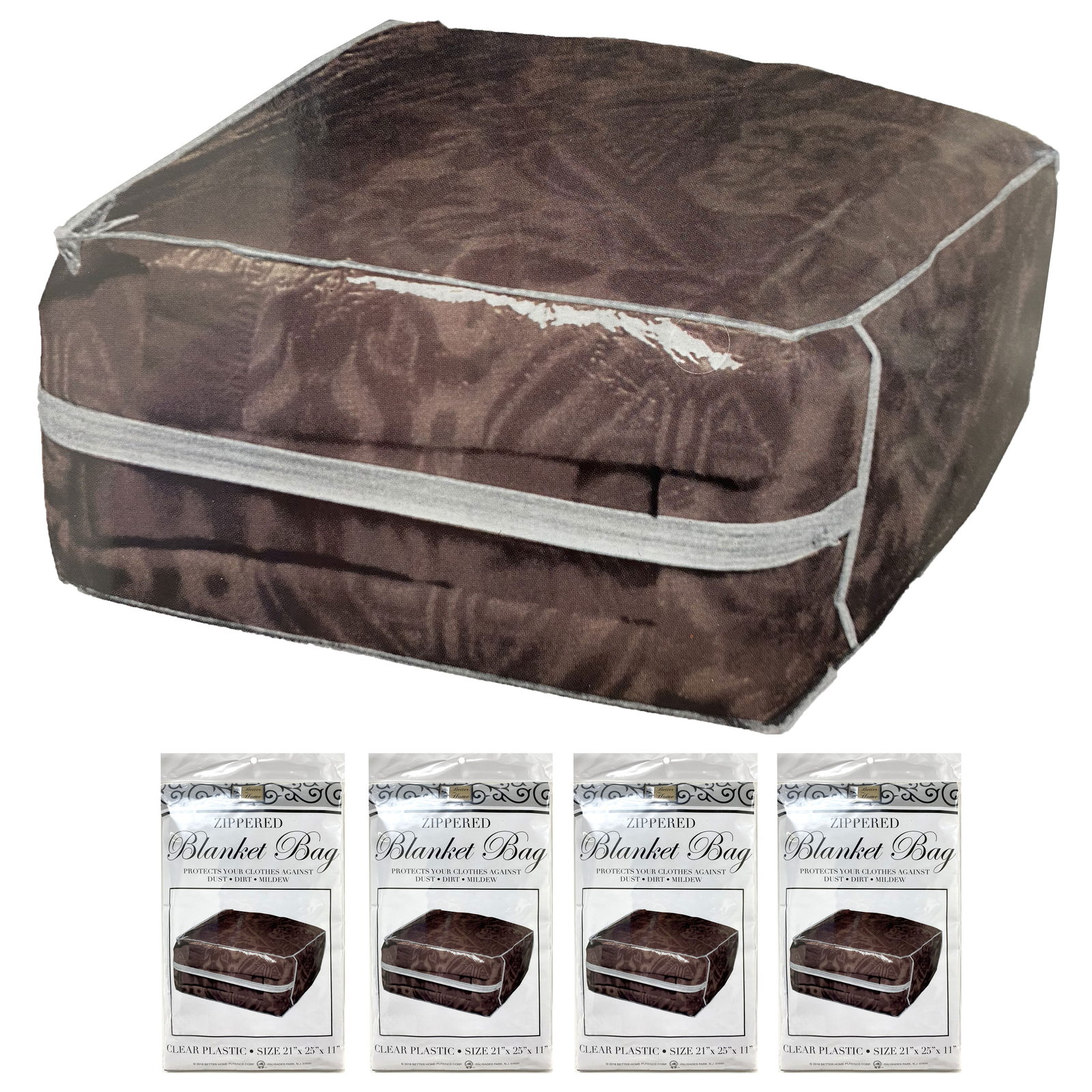 4 Pc Jumbo Clear Plastic Zippered Blanket Storage Bags Bed Sheets ...