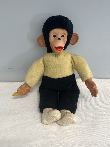 Vintage Mr Bim Zip Zippy Plush Monkey w Banana Stuffed Toy Rubber Face ...