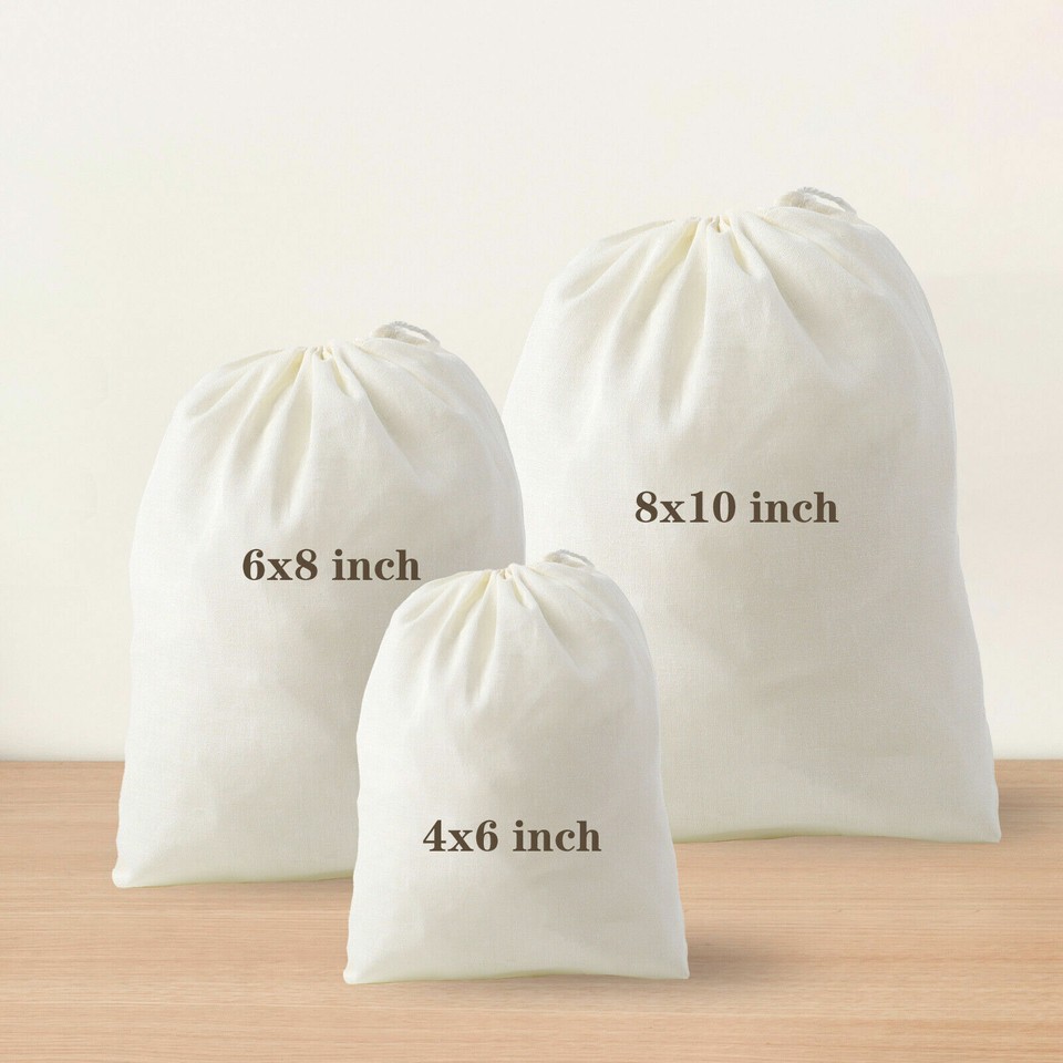 100-300PC Cotton Reusable Muslin Drawstring Bags For Coffee Tea Bath ...