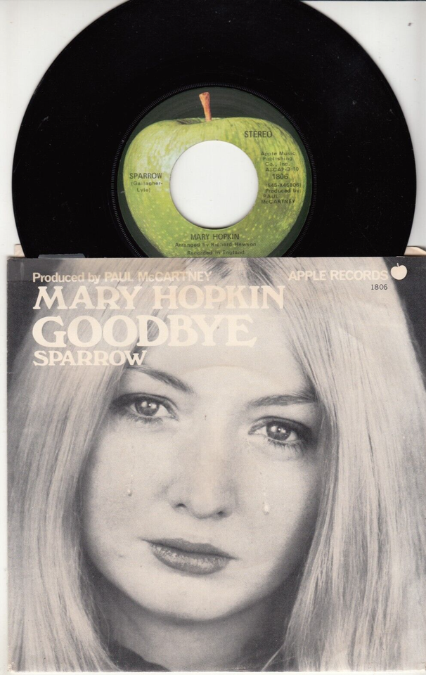 MARY HOPKIN - GOODBYE/SPARROW - ORIGINAL APPLE RECORDS 45 WPS - GREAT ...
