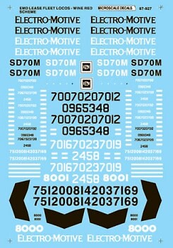 Microscale HO Scale Decals: EMD Lease Fleet Locos (1994+) Wine Red ...