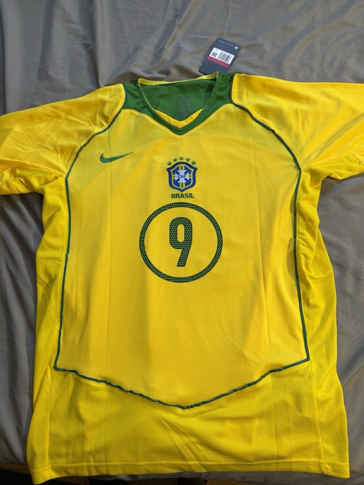 Brazil Ronaldo 2004 Retro Jersey Men's L R9 Phenomeno Mens Large Home ...