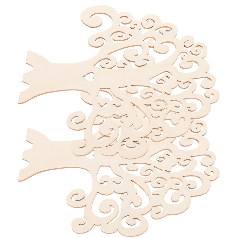 2 Pcs Wood Cutout Tree Slices Heart Shape Plate -shaped Decoration ...