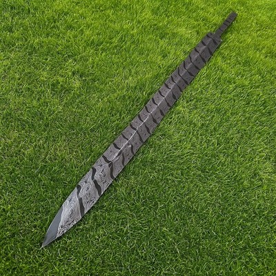 Custom Handmade Damascus Steel Blank Blade Sword Survival Sword Hunting ...