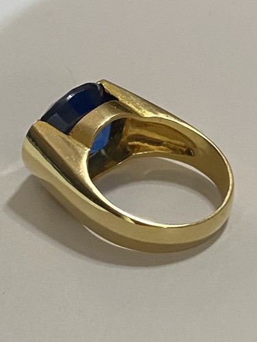 Heavy 18K Large Blue Stone Ring - Fine Quality | eBay