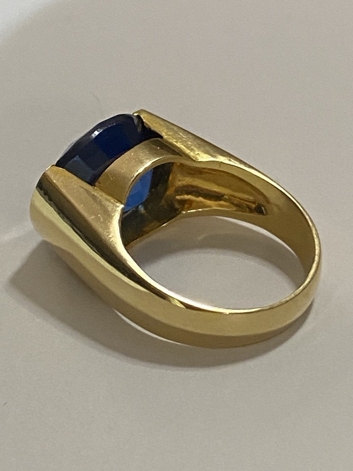 Heavy 18K Large Blue Stone Ring - Fine Quality | eBay