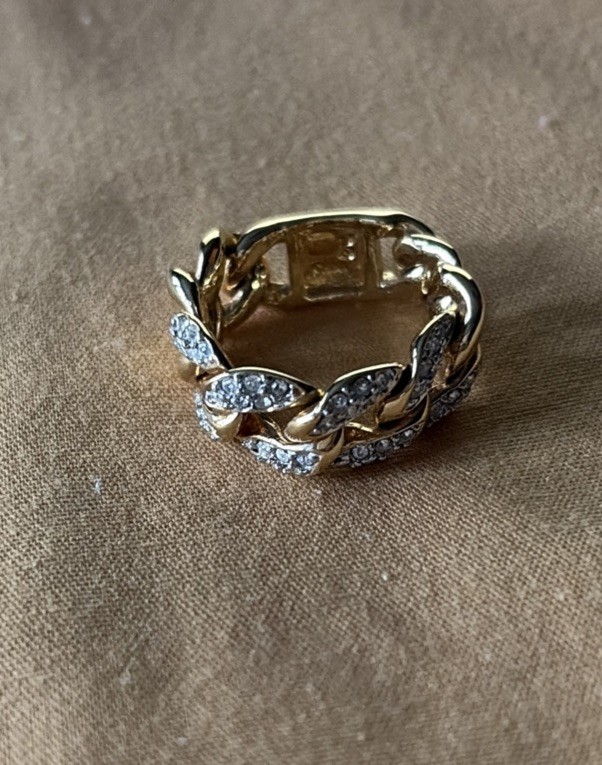 Cuban Link Ring Fashion Gold Plated Cubic Zirconia Approx Size 7 | eBay