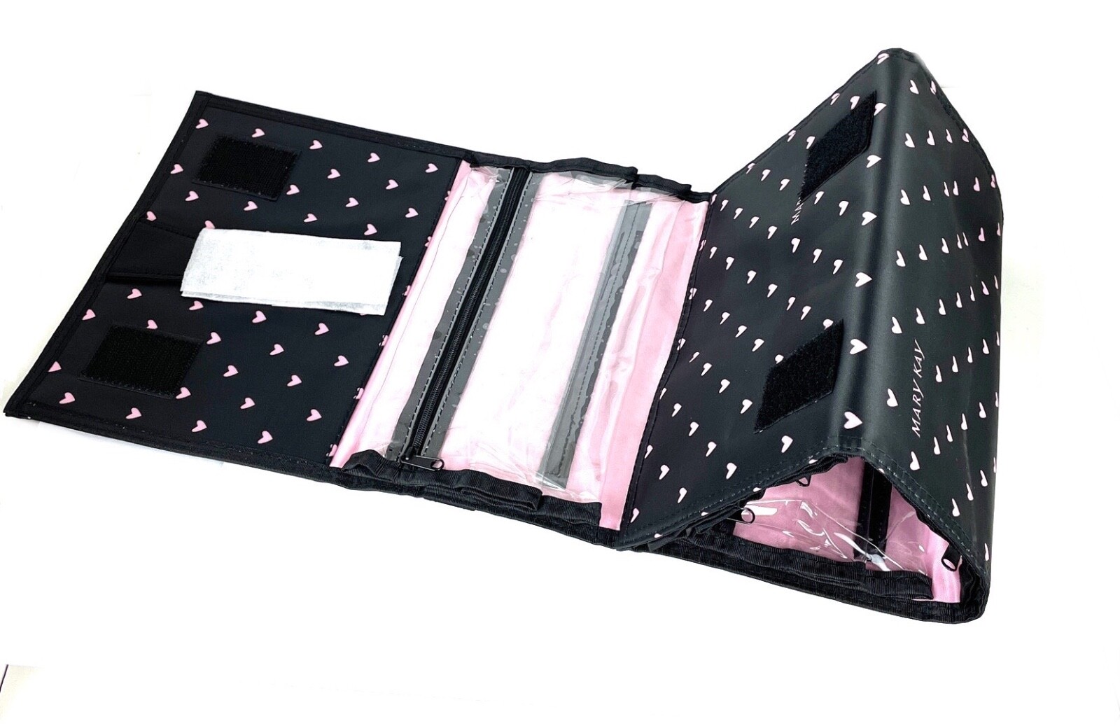 MARY KAY TRAVEL ROLL UP BAG ORGANIZER~HEARTS~HANGING~W/ 4 REMOVABLE ...