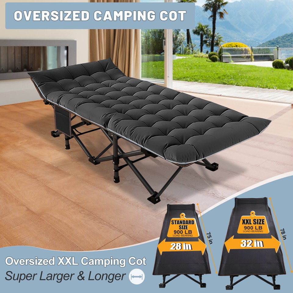 Oversized Folding Camping Cots Heavy Duty Cot 78x32"/75"x28" With ...