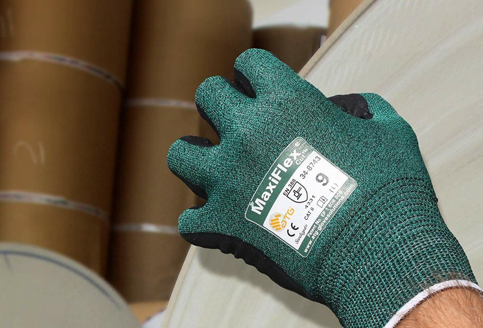 MaxiFlex 34-8743 Foam Nitrile Coated ANSI A2 Cut Proof Resistant Work ...