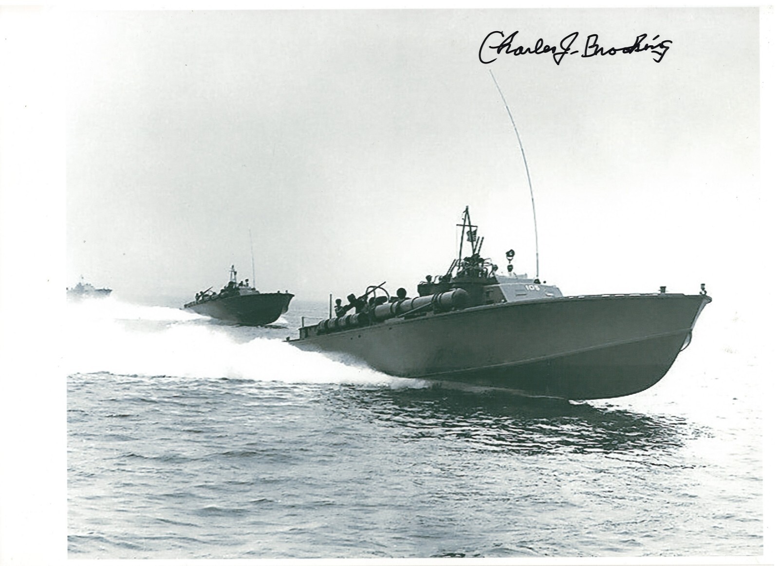 CHARLES BROOKING PT BOAT GUNNER MOTOR TORPEDO SQUADRONS 16 & 42 SIGNED ...