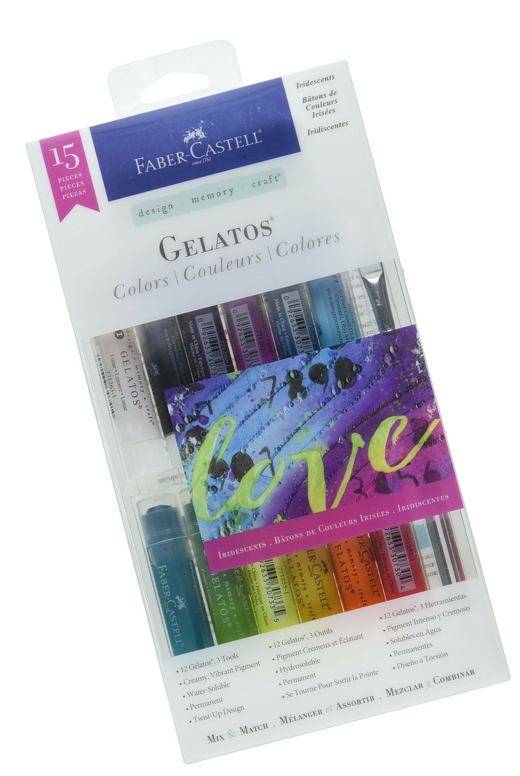 Faber-Castell Gelatos Colors Set, Iridescents - Water Soluble Pigment ...