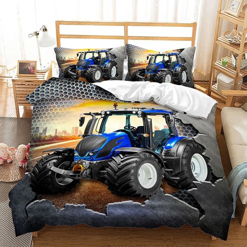 Farm Tractor Duvet Quilt Cover Set Pillowcases Soft Bedding Twin Full ...