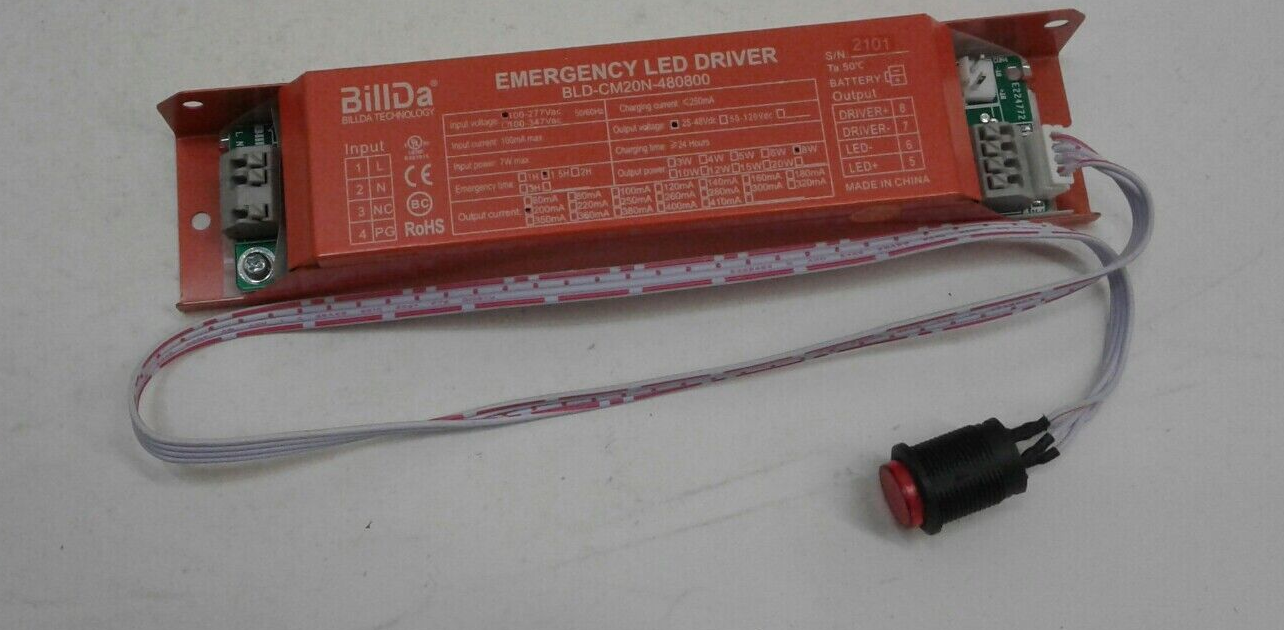 BillDa Technology BLD-CM20N-480800 Emergency LED Driver 8W 100-277Vac ...