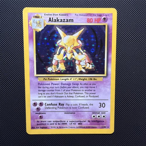 Alakazam 1/102 Base Set Unlimited (1999) Holo Rare Card Vintage WOTC ...