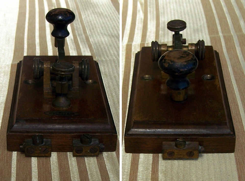 Antique Rare HEKAPHON Morse Code Telegraph Key On Wood Base Austria ...