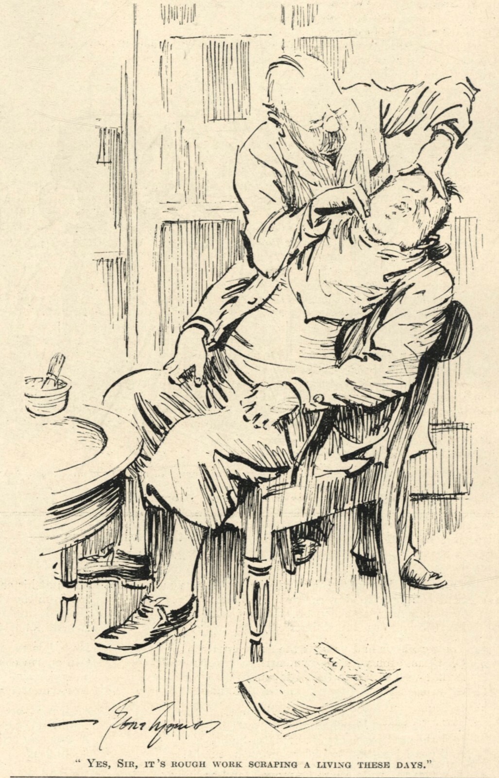 VINTAGE 1933 CARTOON - BARBER HUMOR - Barbershop - SCRAPING A LIVING ...