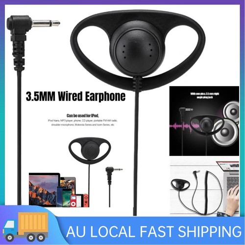 3.5mm D Shape Wired Earphone Headphone Headset W/ Mic for Motorola ICOM ...