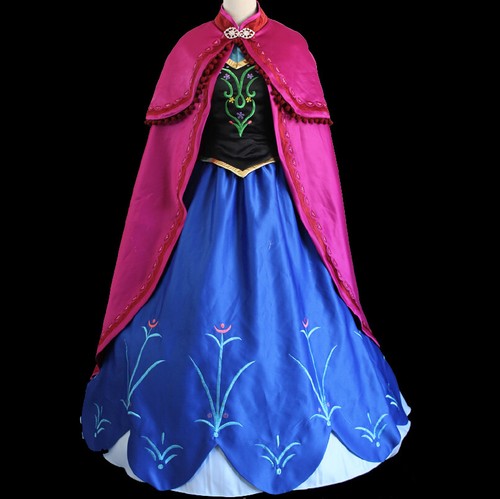 Frozen Anna Cosplay Costume Princess Embroidery Dress Adult Outfit With ...
