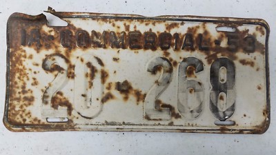 1953 IOWA Clarke County Commercial License Plate 20-268 | eBay