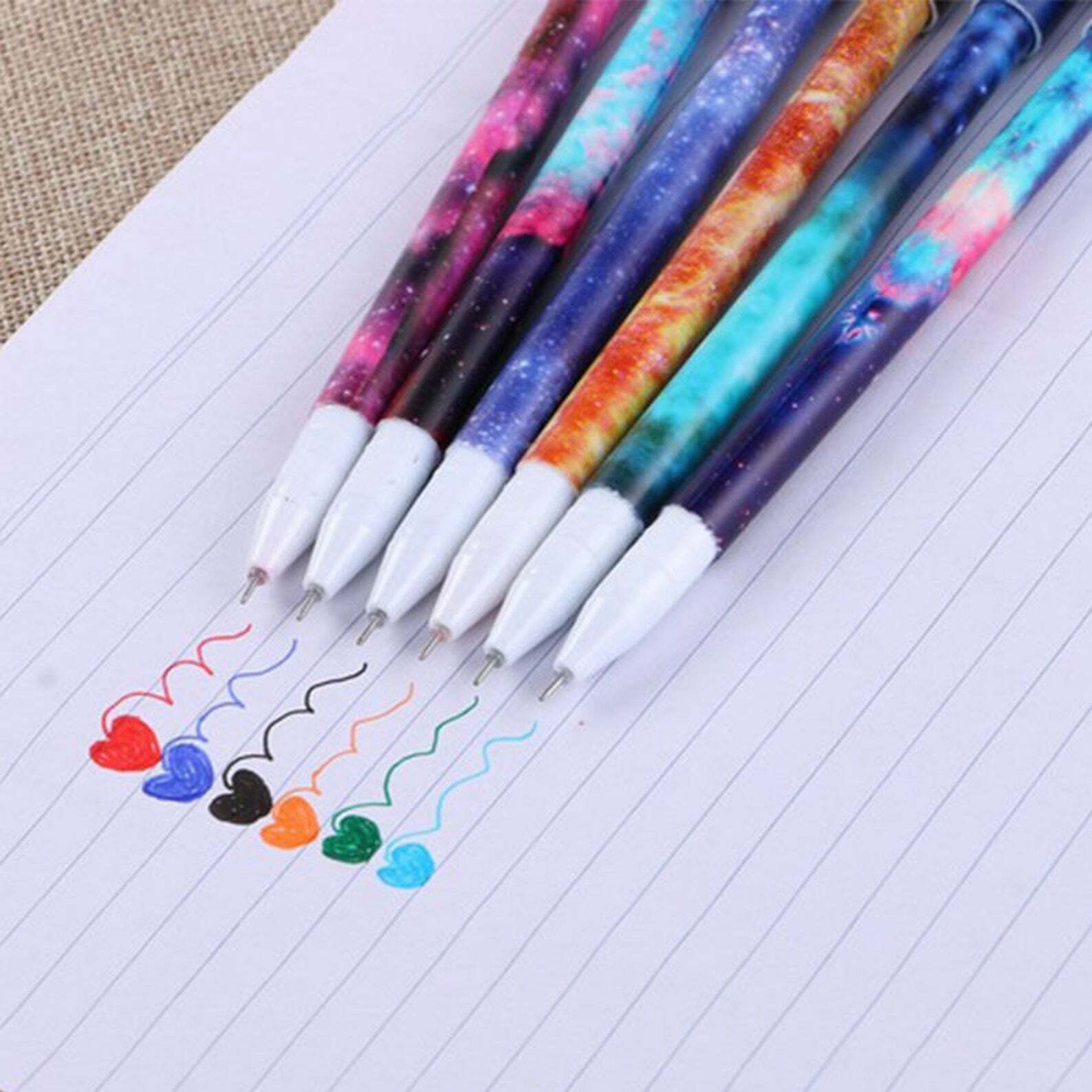 Starry Night Sky Pen Set Set of 6 Colorful Pens Galaxy Pens Gel Pens ...