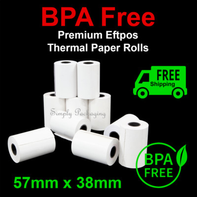(BPA FREE) 100 Rolls - 57x38mm EFTPOS Thermal Paper Cash Register ...