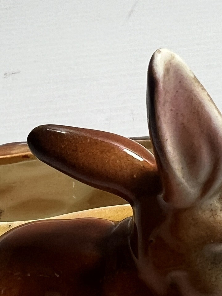 1950’s AACP Kalmar Australian Pottery Trough Ceramic Rabbit On Log Vase ...