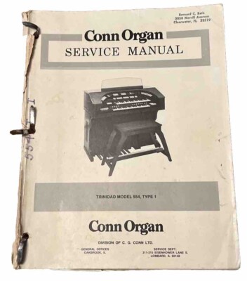 Conn Organ Service Manual, Model Trinidad 554, Type 1 | eBay