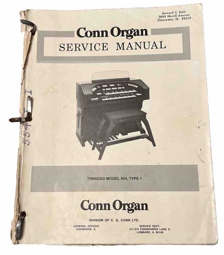 Conn Organ Service Manual, Model Trinidad 554, Type 1 | eBay