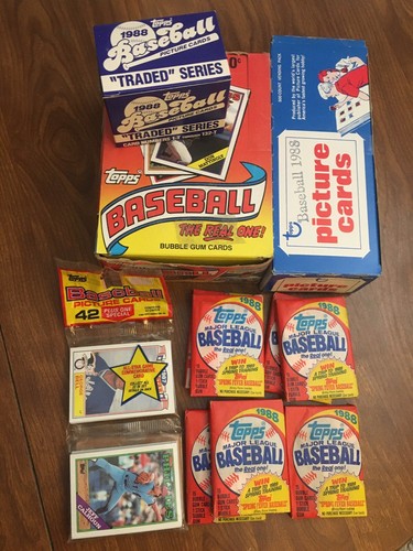 1988 Topps Baseball Wax Box, Vendor Box, Traded Set And 8 Packs! | eBay
