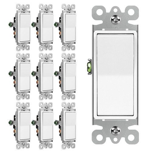 BESTTEN 10 Pack 3-Way Decorator Light Switch, 15A 120/277V, Single Pole ...