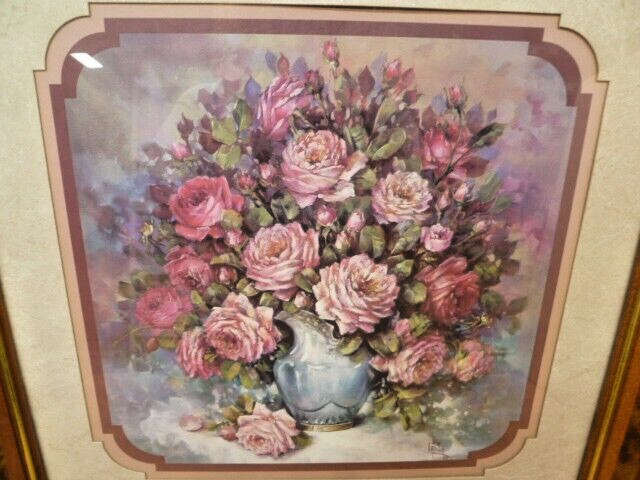 Vintage Home Interiors “Roses by Julia” Crainer 18 1/2" Square Art ...