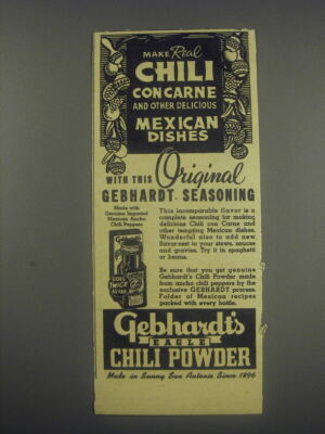1946 Gebhardt's Eagle Chili Powder Advertisement - Make real chili con ...